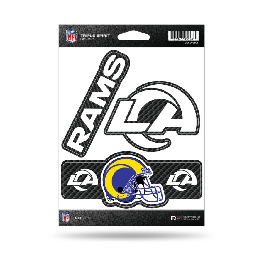 Los Angeles Rams - Sheet Of 3 Carbon Fiber Triple Spirit Stickers at ...
