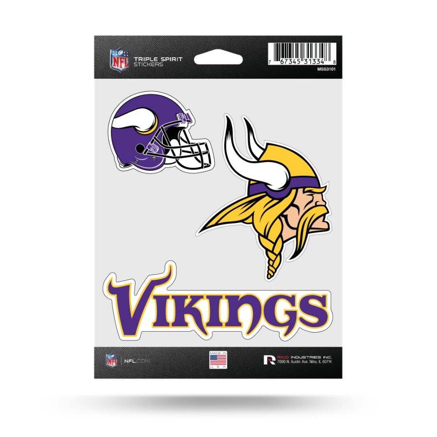Minnesota Vikings - Sheet Of 3 Triple Spirit Stickers at Sticker Shoppe
