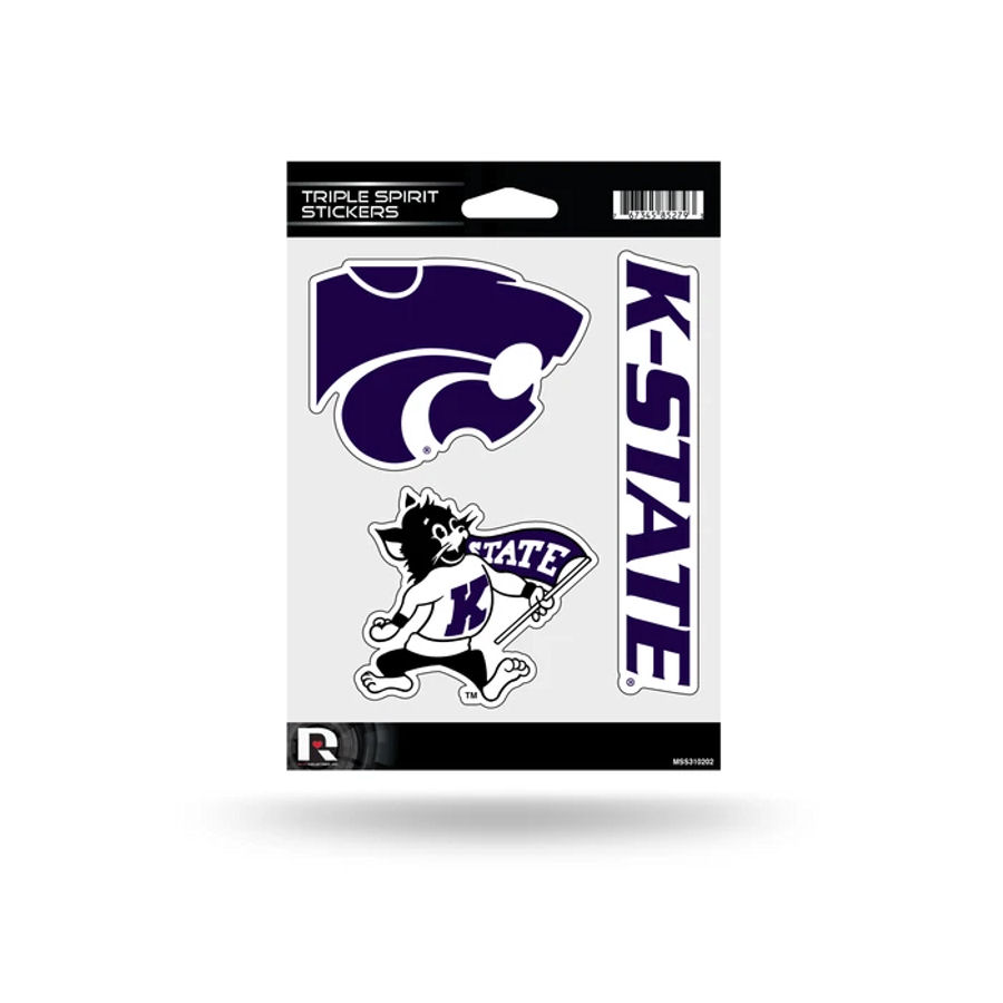 Kansas State University Wildcats - Sheet Of 3 Triple Spirit Stickers at ...