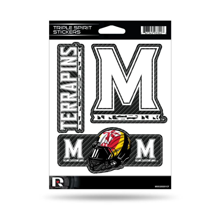 University Of Maryland Terrapins - Sheet Of 3 Carbon Fiber Triple ...