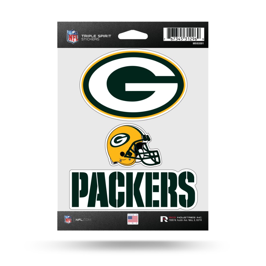 Green Bay Packers - Sheet Of 3 Triple Spirit Stickers at Sticker Shoppe
