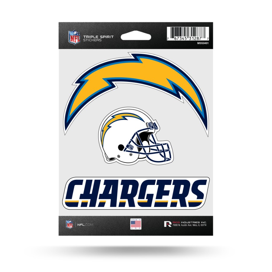 Los Angeles Chargers - Sheet Of 3 Triple Spirit Stickers at Sticker Shoppe
