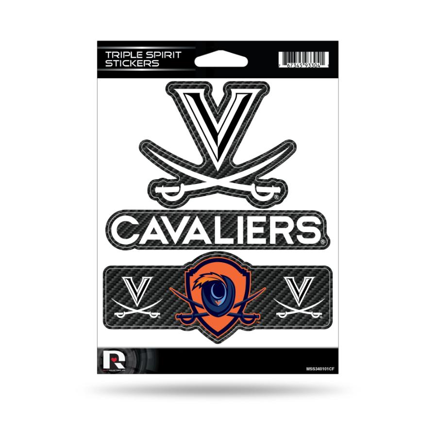 University Of Virginia Cavaliers - Sheet Of 3 Carbon Fiber Triple ...