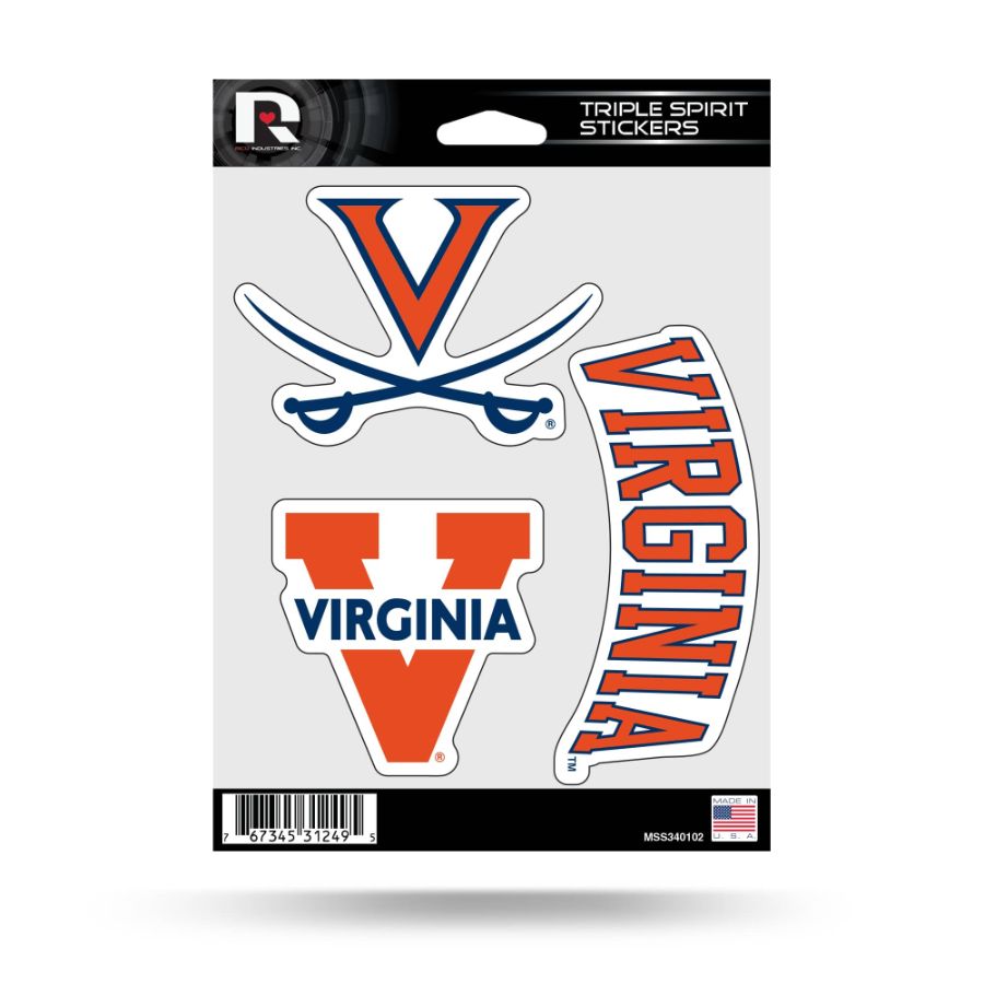 University Of Virginia Cavaliers - Sheet Of 3 Triple Spirit Stickers at ...