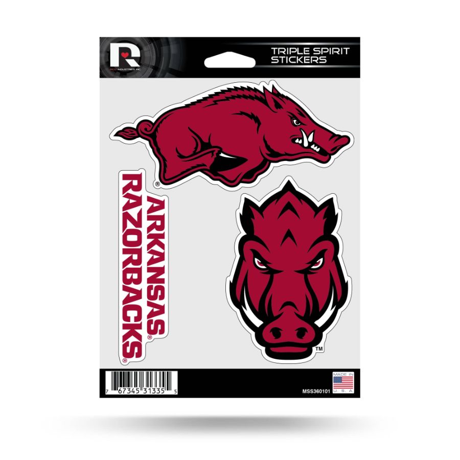 University Of Arkansas Razorbacks - Sheet Of 3 Triple Spirit Stickers ...