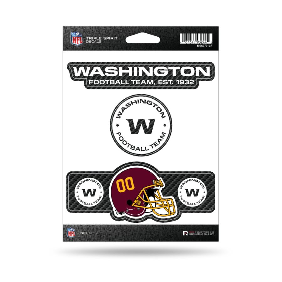 Washington Football Team - Sheet Of 3 Carbon Fiber Triple Spirit ...