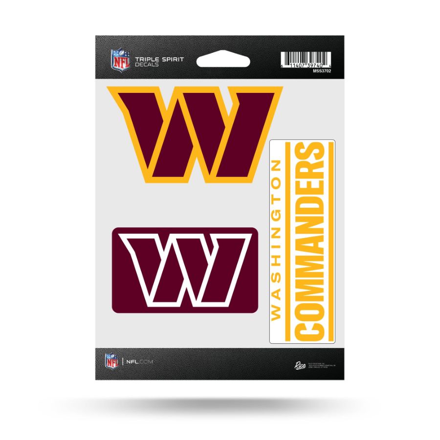 Washington Commanders - Sheet Of 3 Triple Spirit Stickers at Sticker Shoppe
