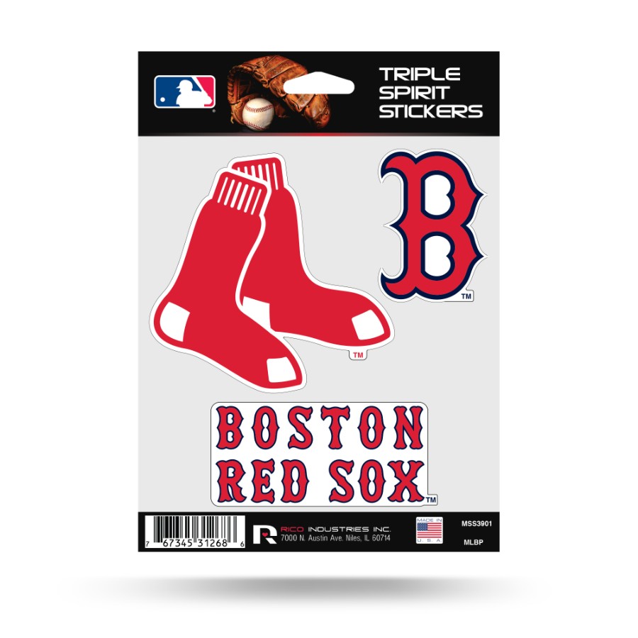 Boston Red Sox - Sheet Of 3 Triple Spirit Stickers at Sticker Shoppe