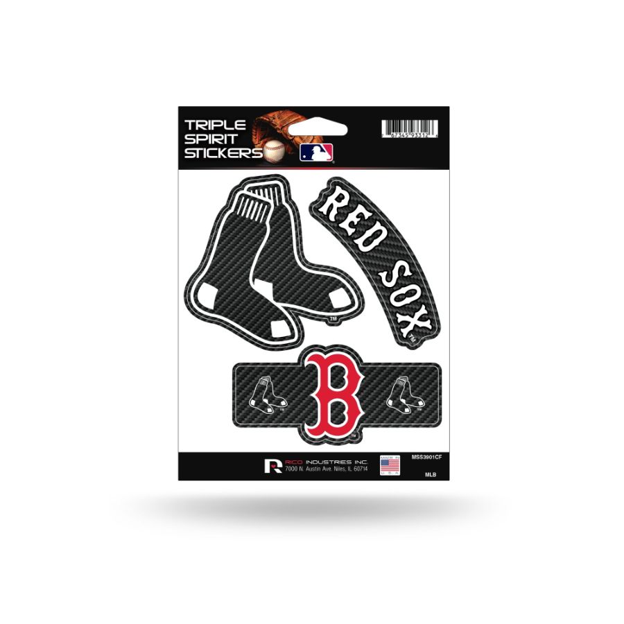 Boston Red Sox - Sheet Of 3 Carbon Fiber Triple Spirit Stickers at ...