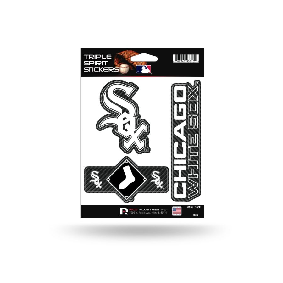 Chicago White Sox - Sheet Of 3 Carbon Fiber Triple Spirit Stickers at ...