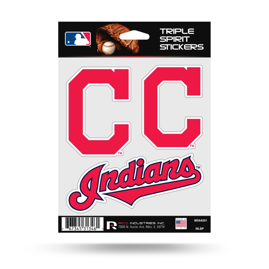Cleveland Indians - Sheet Of 3 Triple Spirit Stickers at Sticker Shoppe
