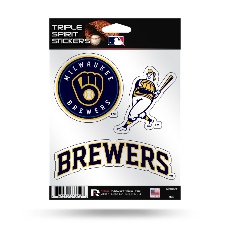 Milwaukee Brewers 2020 Logo - Sheet Of 3 Triple Spirit Stickers at ...