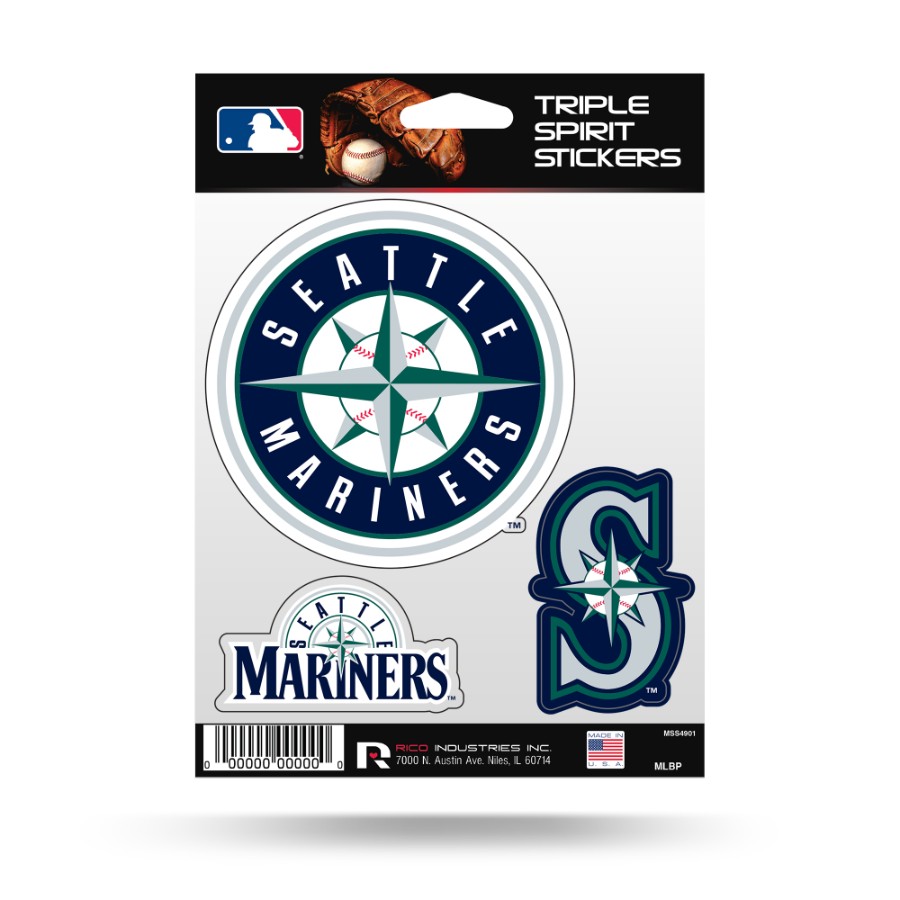 Seattle Mariners - Sheet Of 3 Triple Spirit Stickers at Sticker Shoppe