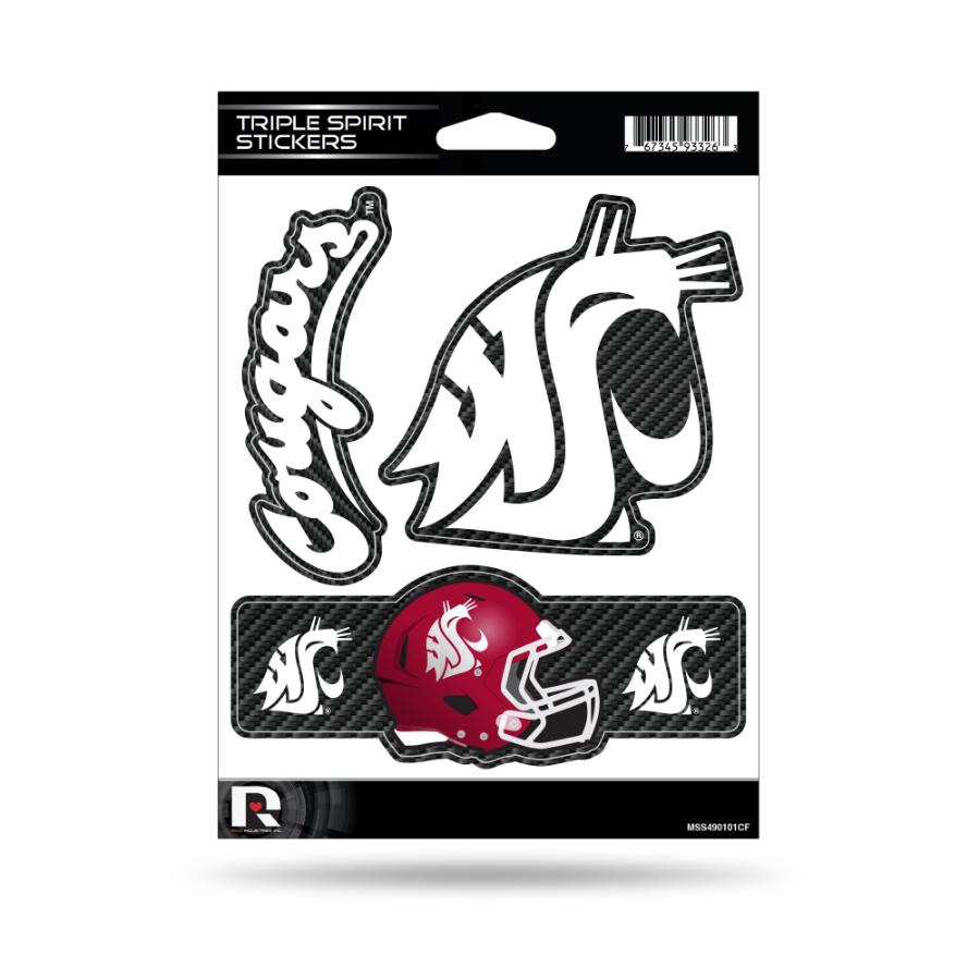 Washington State University Cougars - Sheet Of 3 Carbon Fiber Triple ...