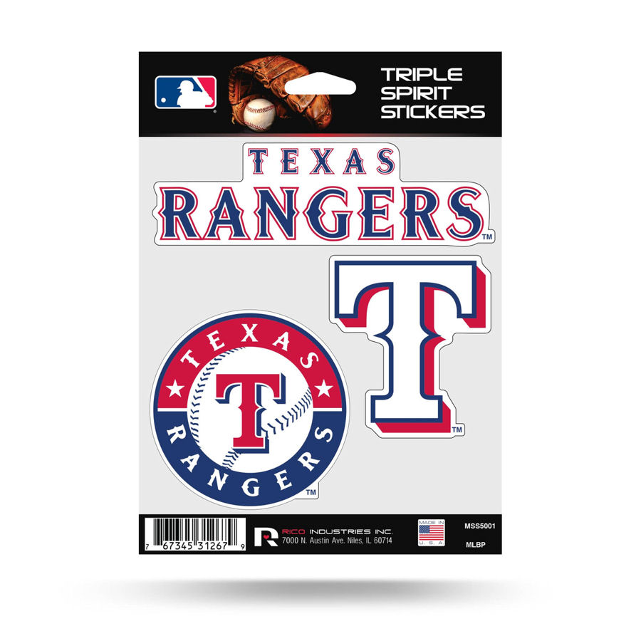Texas Rangers - Sheet Of 3 Triple Spirit Stickers at Sticker Shoppe