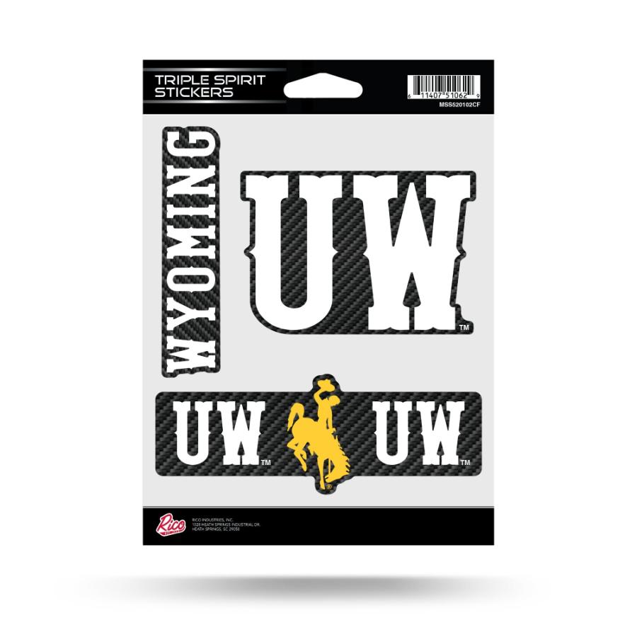 University Of Wyoming Cowboys - Sheet Of 3 Carbon Fiber Triple Spirit ...