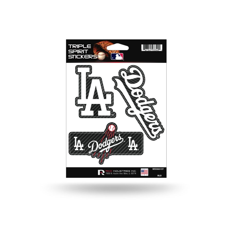 Los Angeles Dodgers - Sheet Of 3 Carbon Fiber Triple Spirit Stickers at ...
