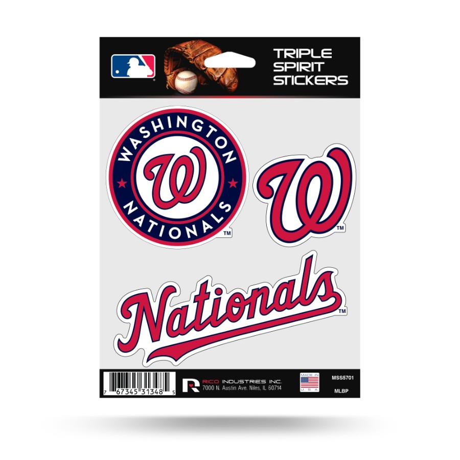 Washington Nationals - Sheet Of 3 Triple Spirit Stickers at Sticker Shoppe