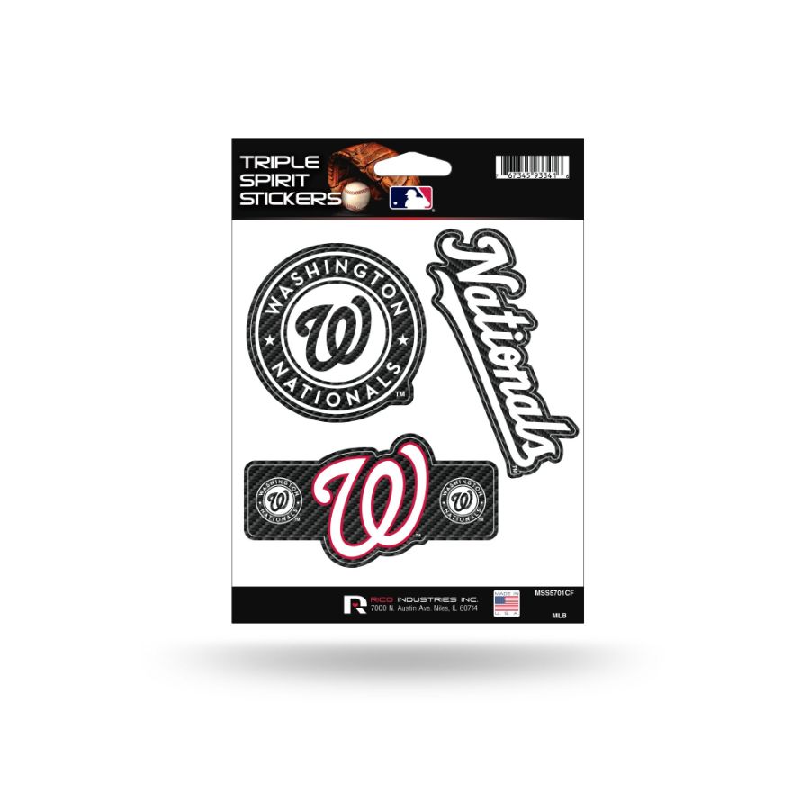 Washington Nationals - Sheet Of 3 Carbon Fiber Triple Spirit Stickers ...