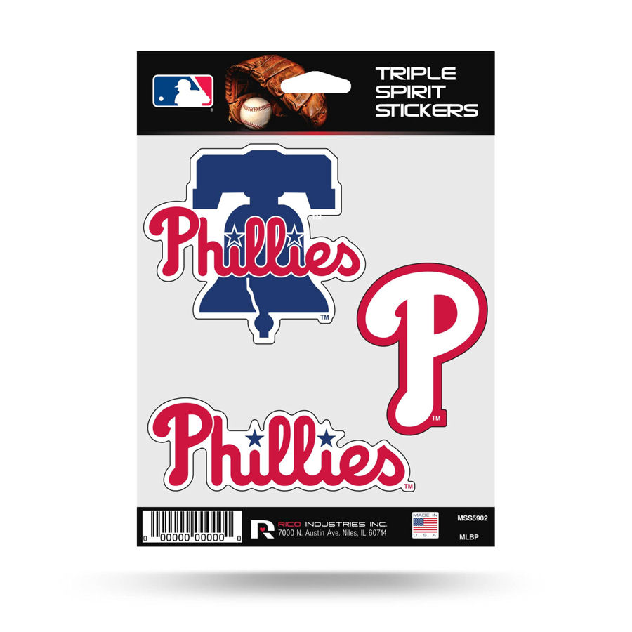 Philadelphia Phillies - Sheet Of 3 Triple Spirit Stickers at Sticker Shoppe