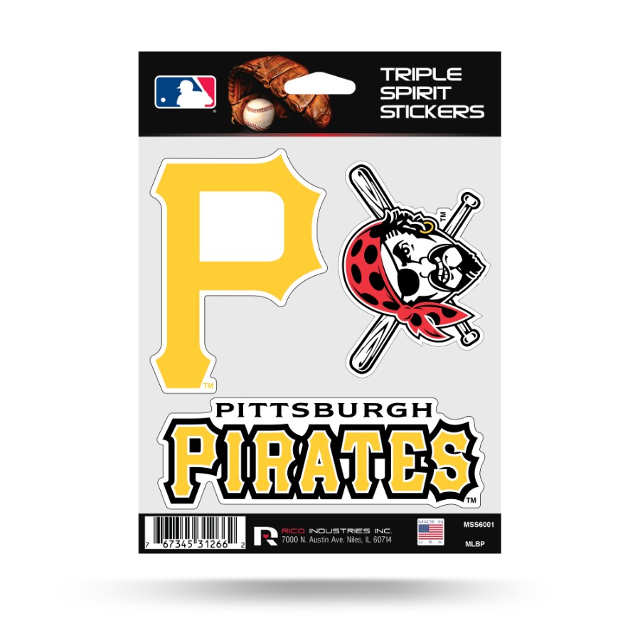 Pittsburgh Pirates - Sheet Of 3 Triple Spirit Stickers at Sticker Shoppe