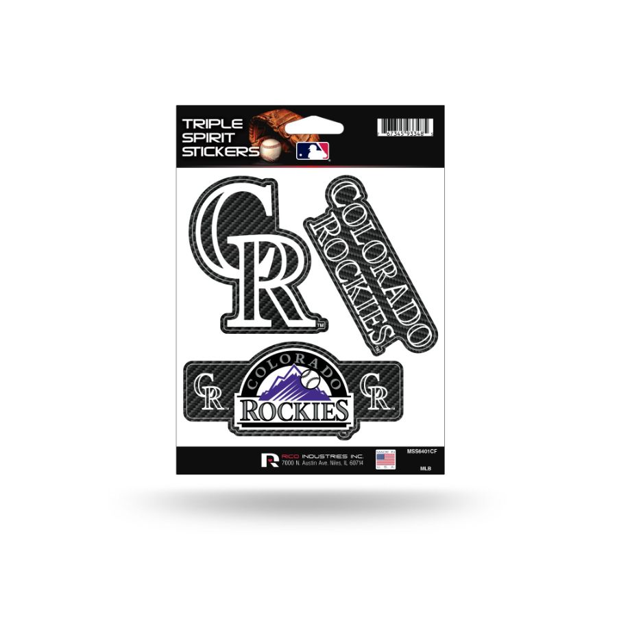 Colorado Rockies - Sheet Of 3 Carbon Fiber Triple Spirit Stickers at ...