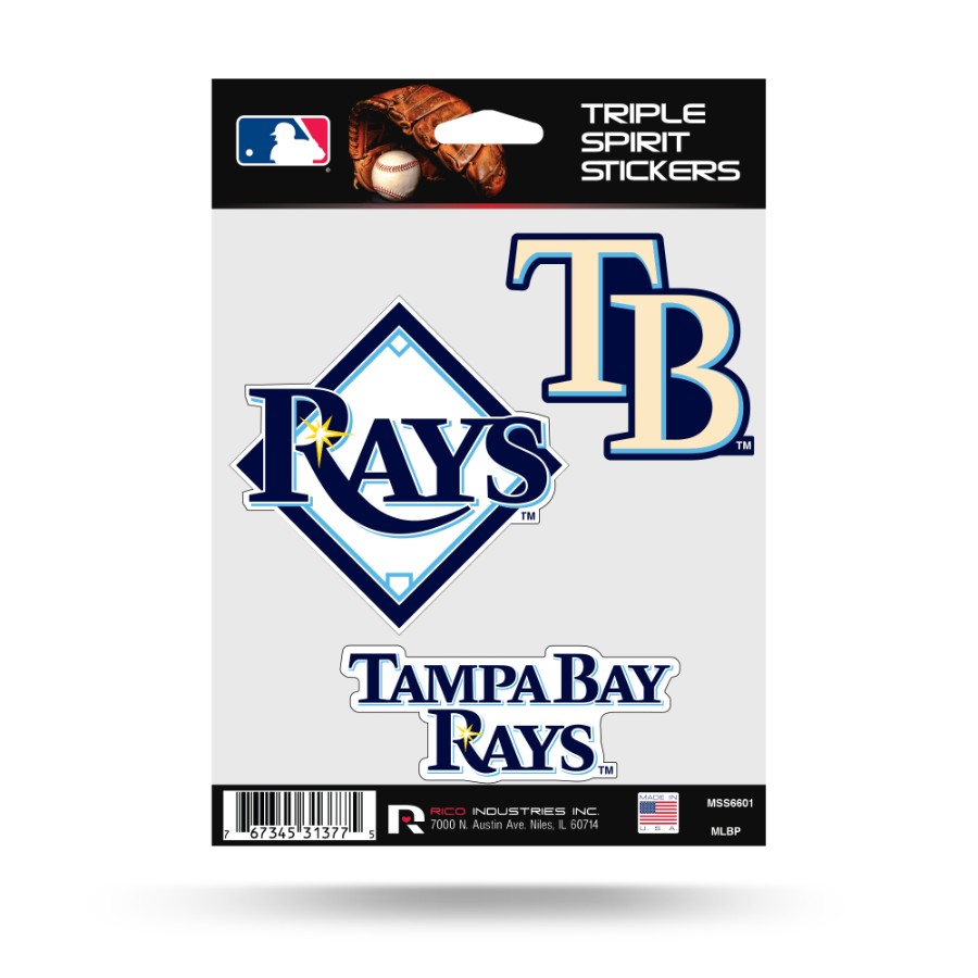 Tampa Bay Rays - Sheet Of 3 Triple Spirit Stickers at Sticker Shoppe