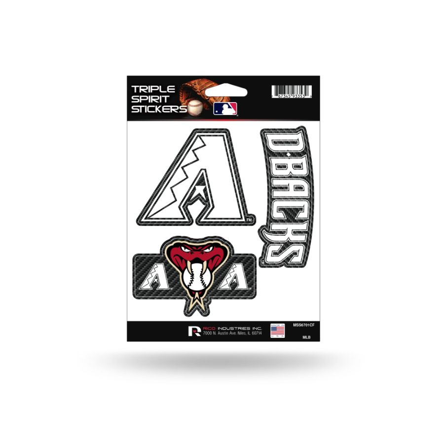 Arizona Diamondbacks - Sheet Of 3 Carbon Fiber Triple Spirit Stickers ...
