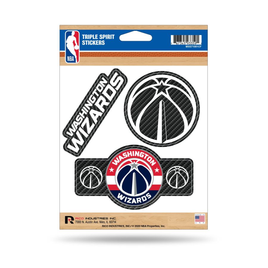 Washington Wizards - Sheet Of 3 Carbon Fiber Triple Spirit Stickers at ...