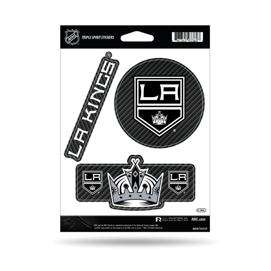 Los Angeles Kings - Sheet Of 3 Carbon Fiber Triple Spirit Stickers at ...