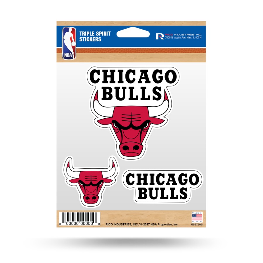 Chicago Bulls - Sheet Of 3 Triple Spirit Stickers at Sticker Shoppe