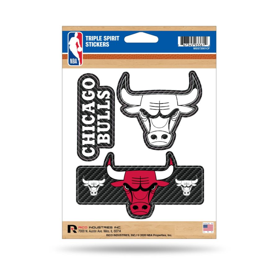 Chicago Bulls - Sheet Of 3 Carbon Fiber Triple Spirit Stickers at ...