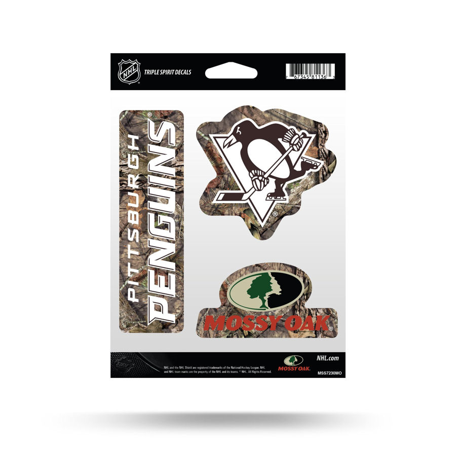 Pittsburgh Penguins Mossy Oak Camo - Sheet Of 3 Triple Spirit Stickers ...