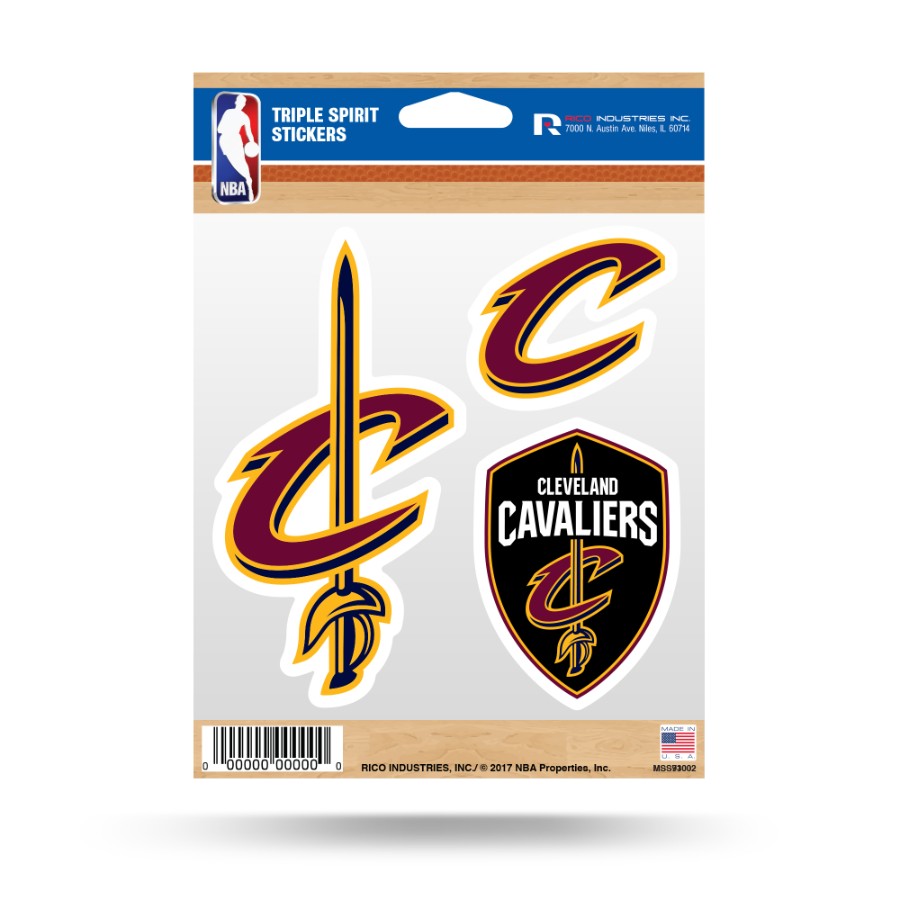 Cleveland Cavaliers - Sheet Of 3 Triple Spirit Stickers at Sticker Shoppe