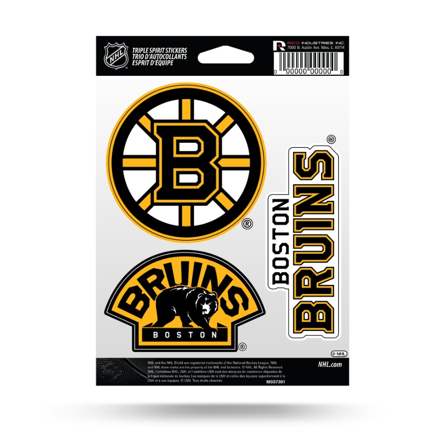 Boston Bruins - Sheet Of 3 Triple Spirit Stickers at Sticker Shoppe