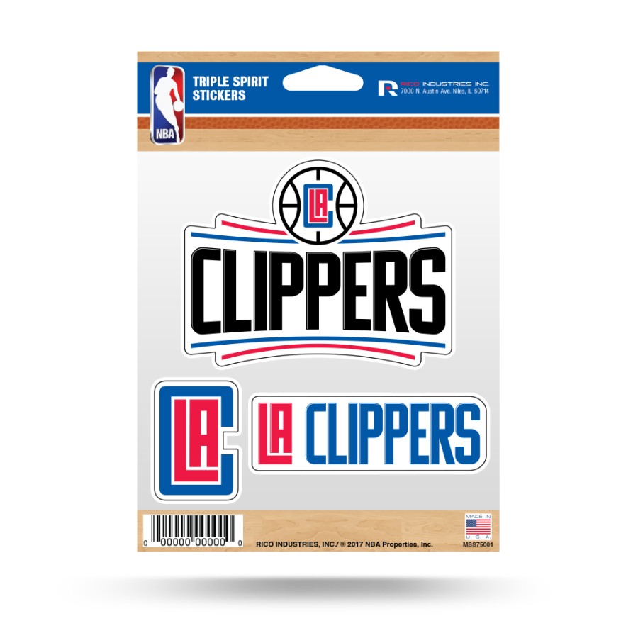 Los Angeles Clippers - Sheet Of 3 Triple Spirit Stickers at Sticker Shoppe