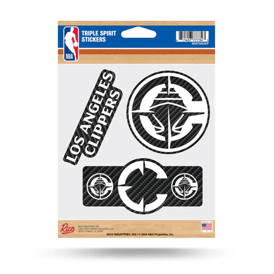 Los Angeles Clippers 2024 LogoSheet Of 3 Carbon Fiber Triple Spirit ...