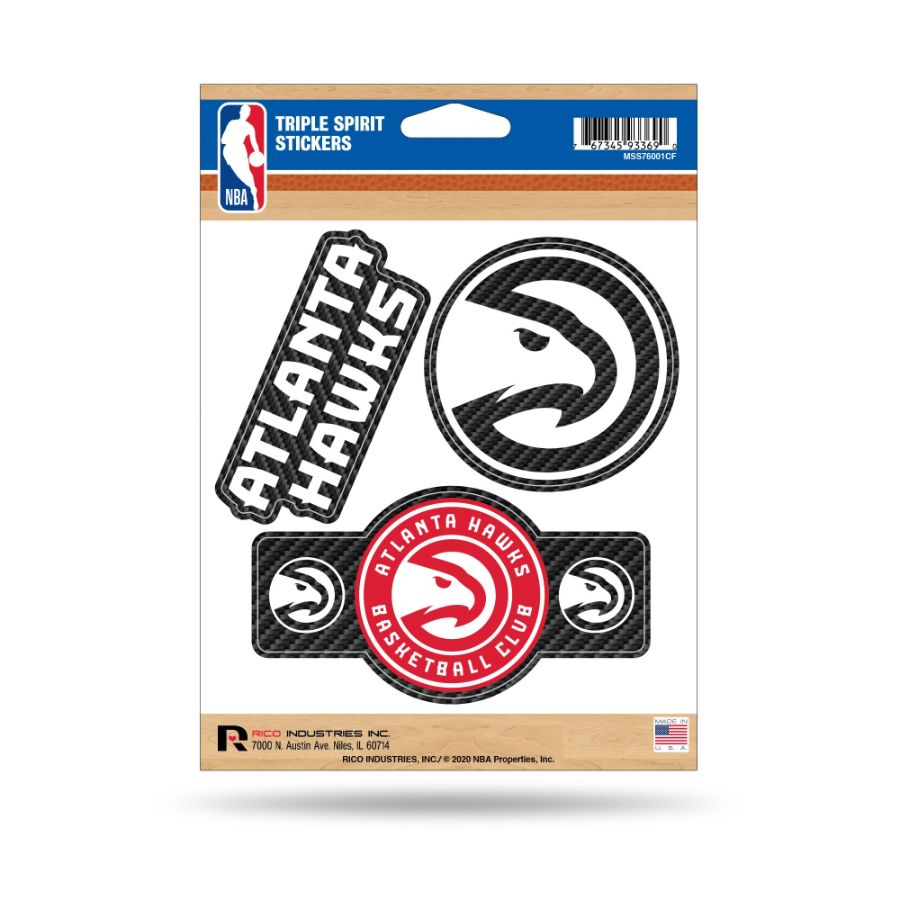 Atlanta Hawks - Sheet Of 3 Carbon Fiber Triple Spirit Stickers at ...