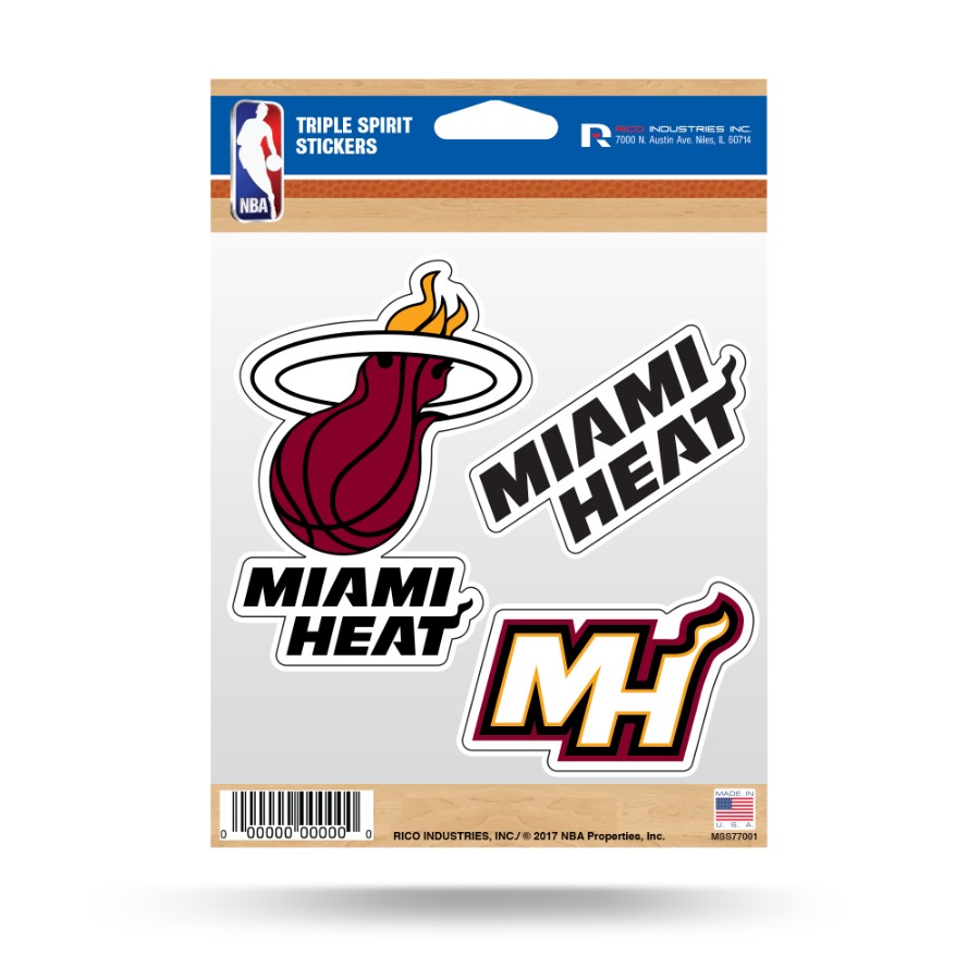 Miami Heat - Sheet Of 3 Triple Spirit Stickers at Sticker Shoppe
