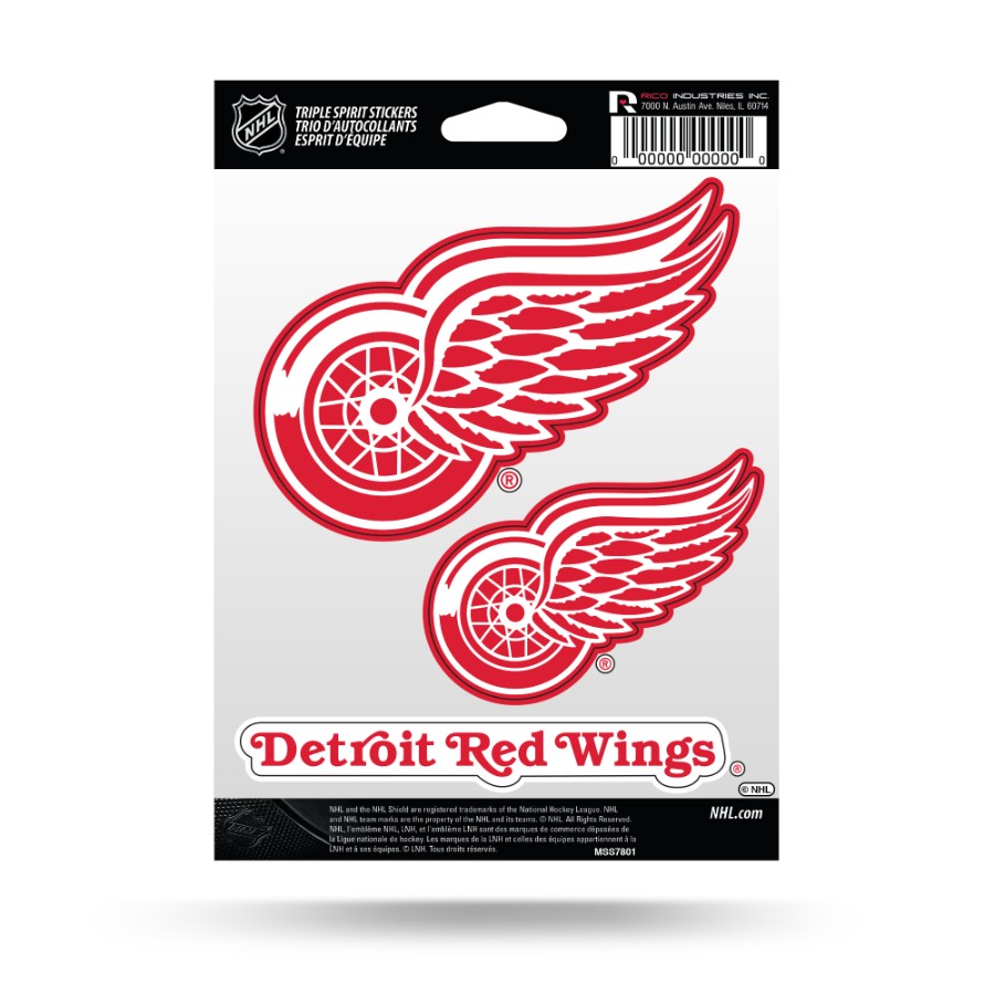 Detroit Red Wings - Sheet Of 3 Triple Spirit Stickers at Sticker Shoppe