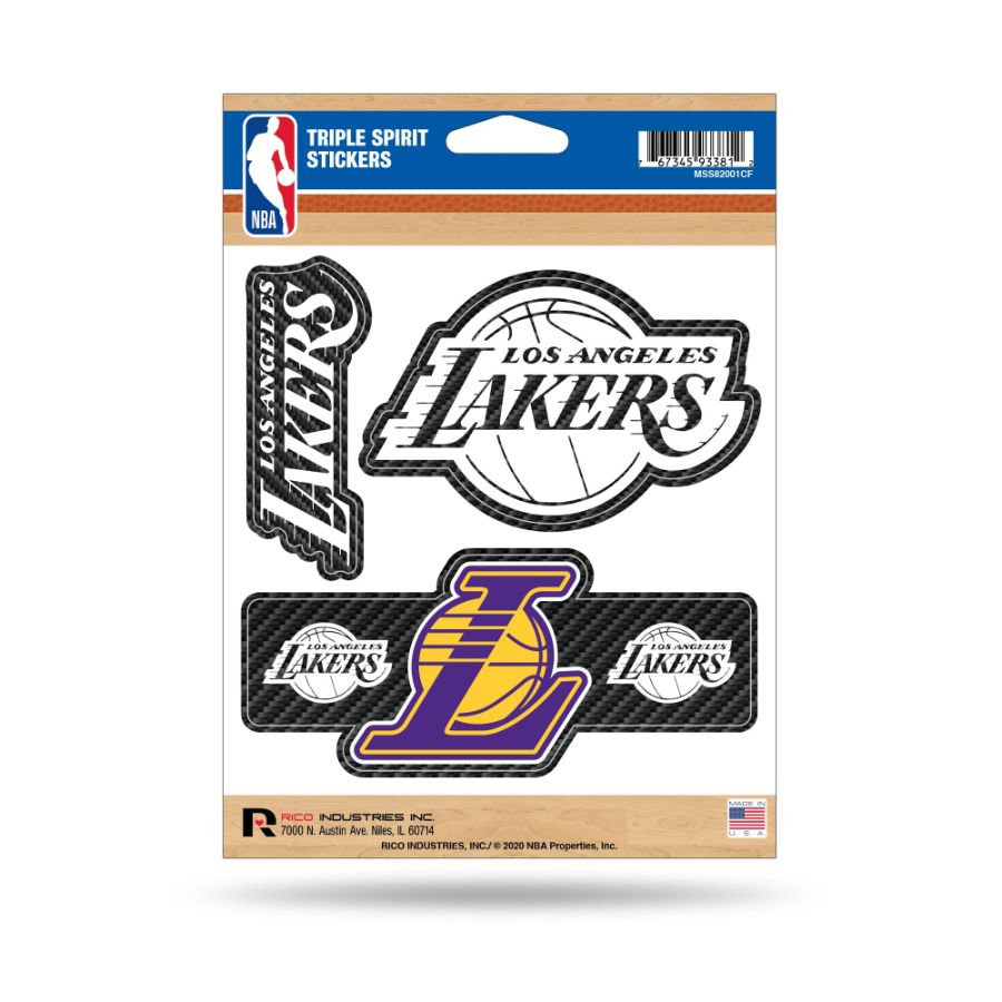 Los Angeles Lakers - Sheet Of 3 Carbon Fiber Triple Spirit Stickers at ...
