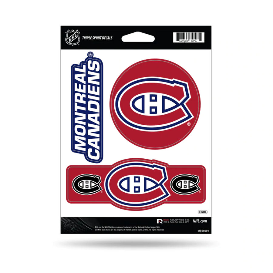 Montreal Canadiens - Sheet Of 3 Triple Spirit Stickers at Sticker Shoppe