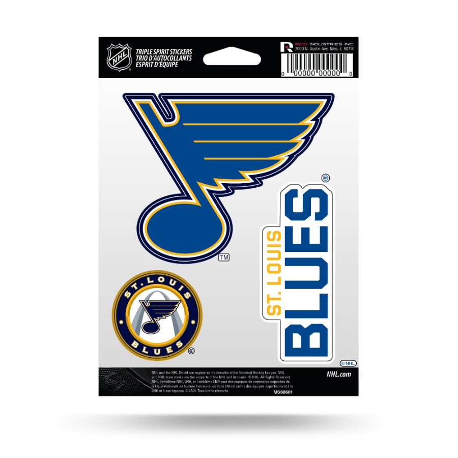 St. Louis Blues - Sheet Of 3 Triple Spirit Stickers at Sticker Shoppe