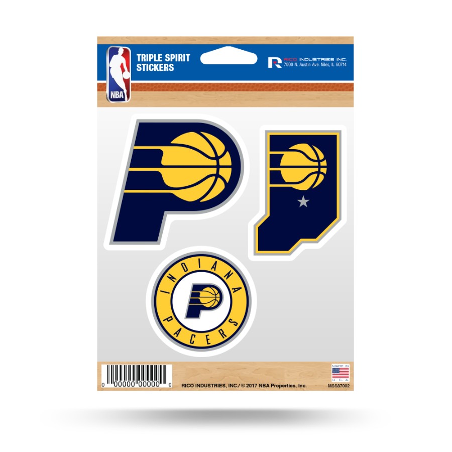 Indiana Pacers - Sheet Of 3 Triple Spirit Stickers at Sticker Shoppe