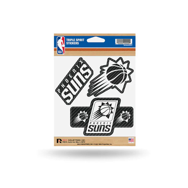 Phoenix Suns - Sheet Of 3 Carbon Fiber Triple Spirit Stickers at ...