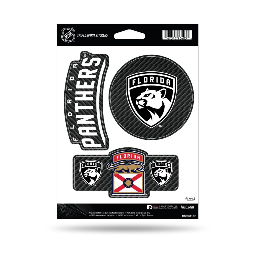 Florida Panthers - Sheet Of 3 Carbon Fiber Triple Spirit Stickers at ...