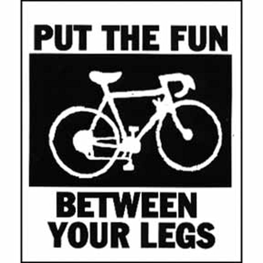 Bikes Put The Fun Between Your Legs - Vinyl Sticker at Sticker Shoppe