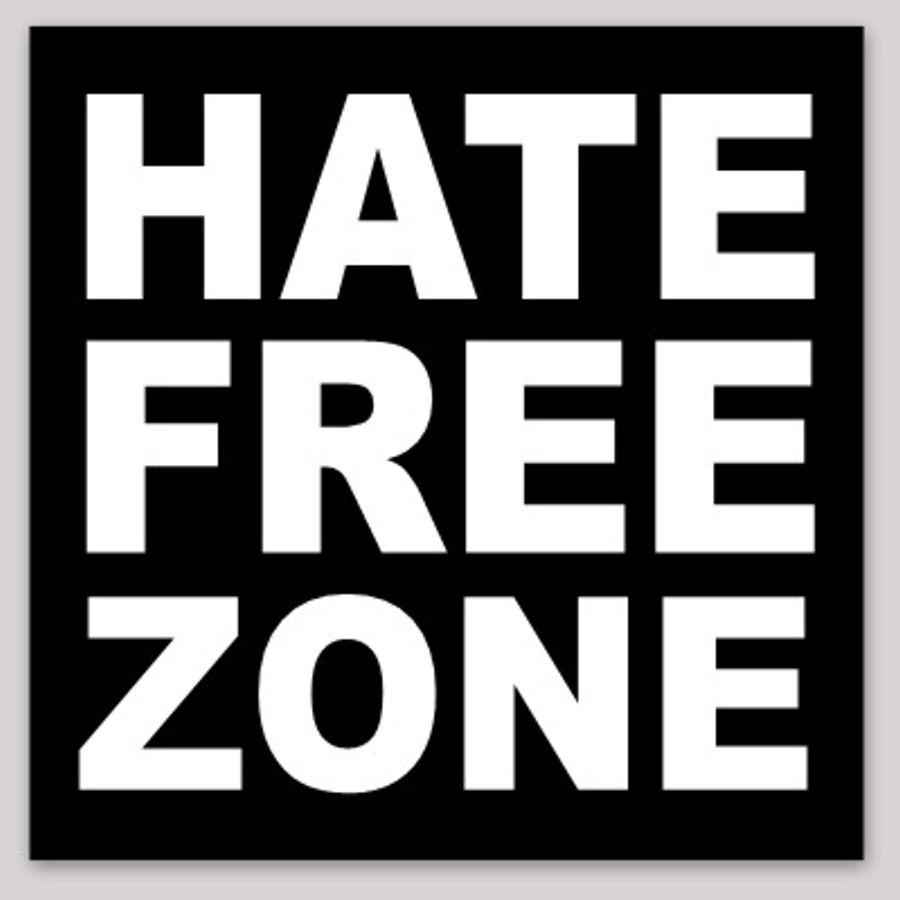 Hate Free Zone - Square Sticker at Sticker Shoppe