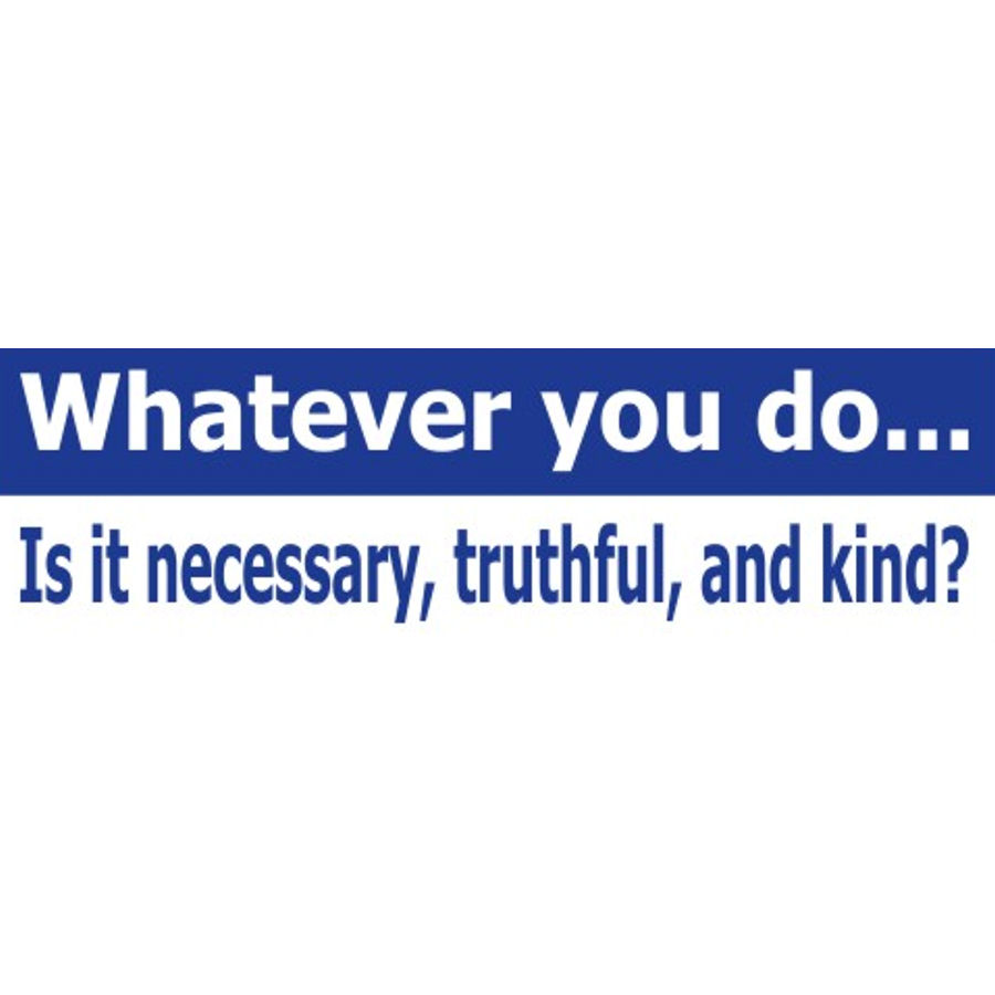 Whatever You Do Is It Necessary, Truthful, Kind? - Bumper Sticker at ...