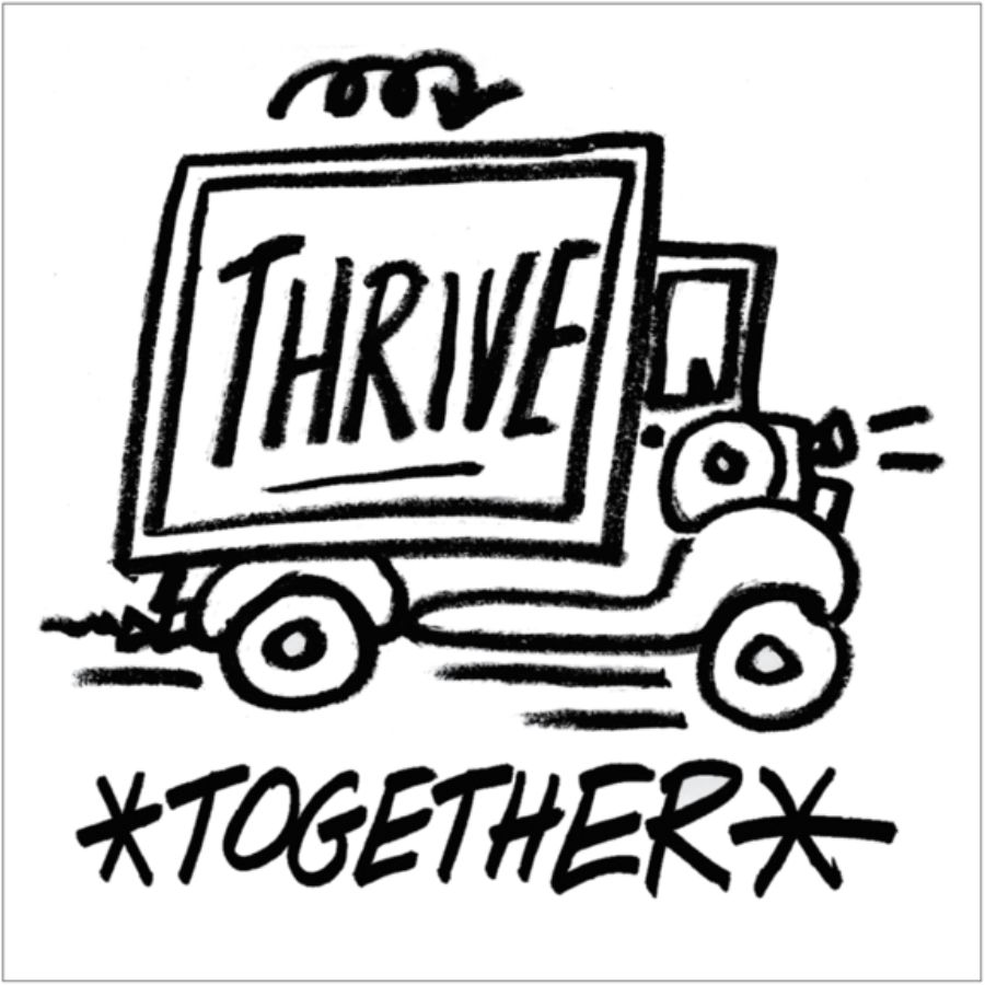 Thrive Together - Square Vinyl Sticker at Sticker Shoppe